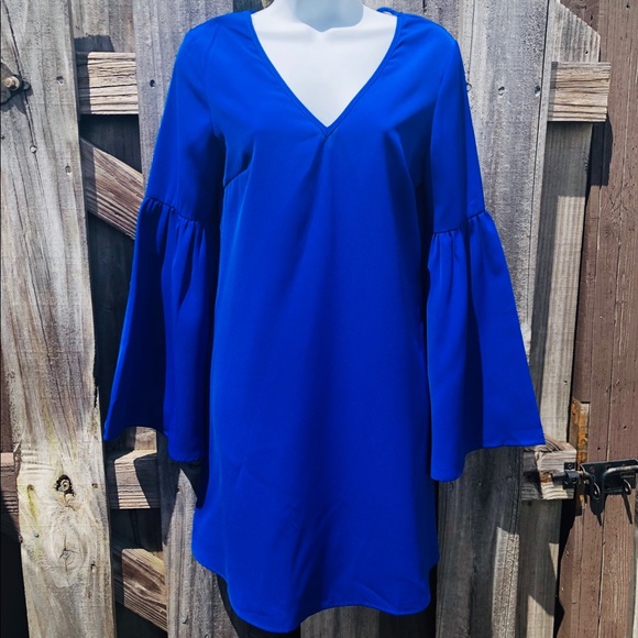TCEC | Dresses | Tcec Bell Sleeve Dress Small Royal Blue V Neck | Poshmark
